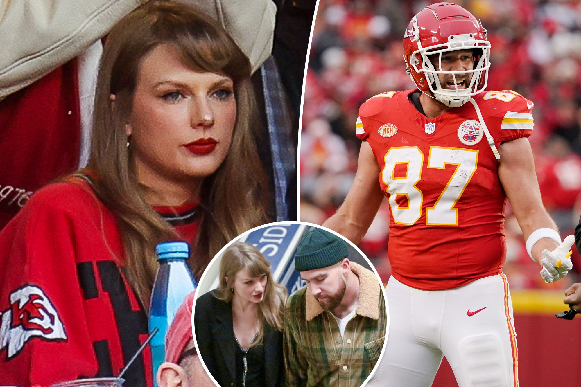 Taylor Swift and downcast Travis Kelce leave stadium holding hands after Chiefs’ loss