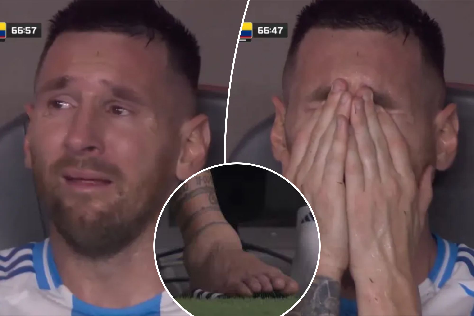 Lionel Messi in tears on bench after exiting Copa America final with ...