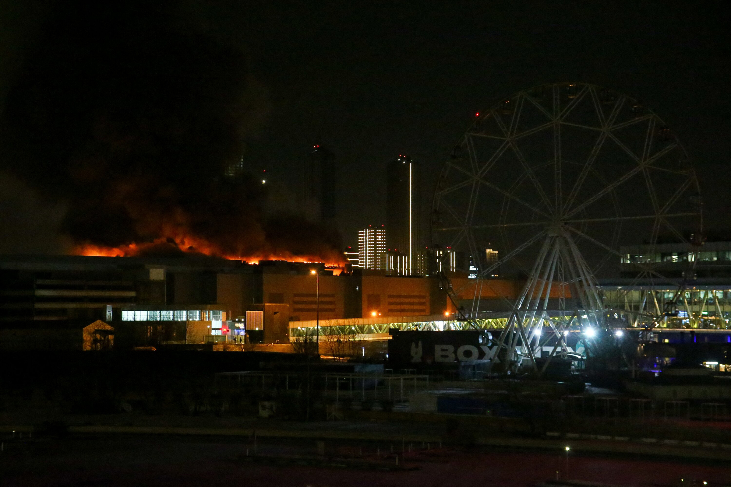 Moscow Concert Hall Ablaze After Gunmen Fire at Crowd